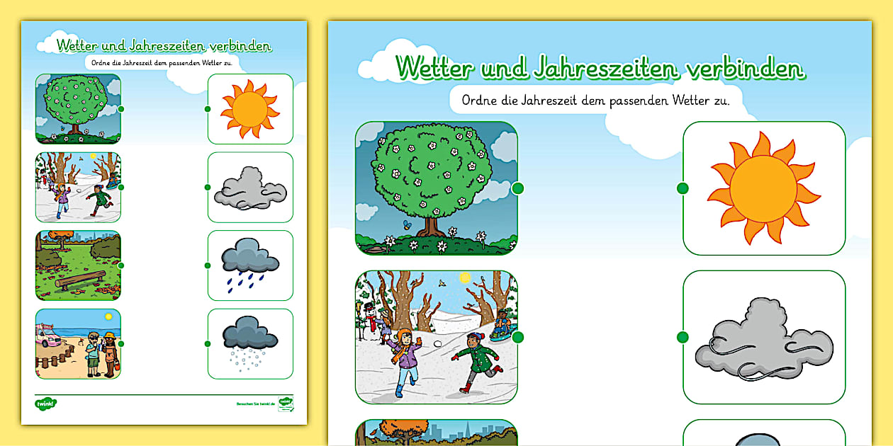 Wetter und Jahreszeiten Zuordnungsaktivität - Arbeitsblatt