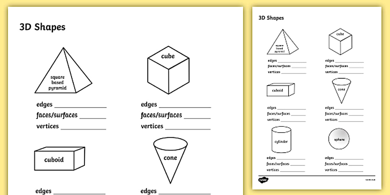 Editable 3D Shapes Worksheet - Twinkl