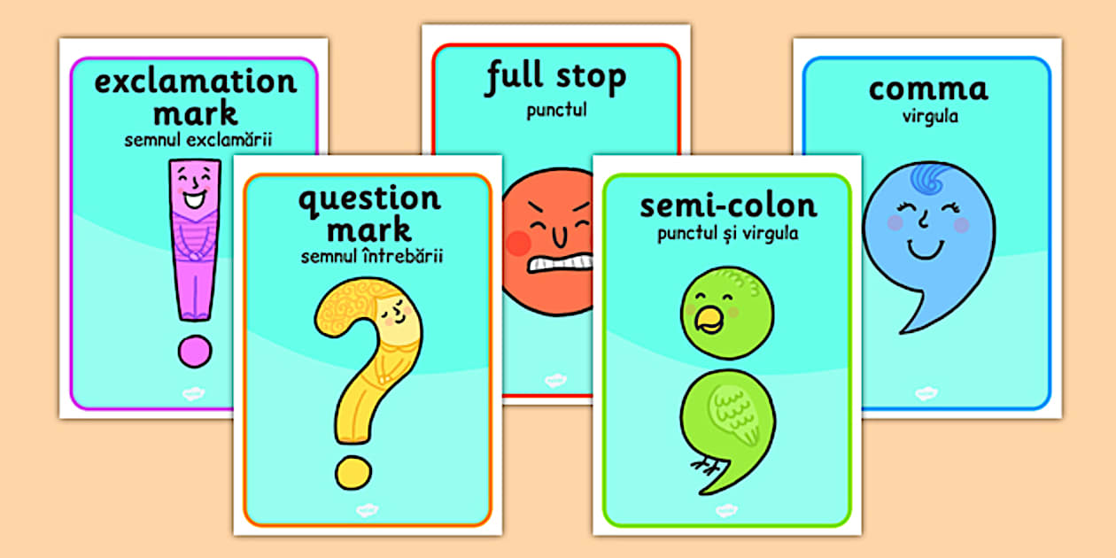 Punctuation Characters Display Posters Romanian Translation
