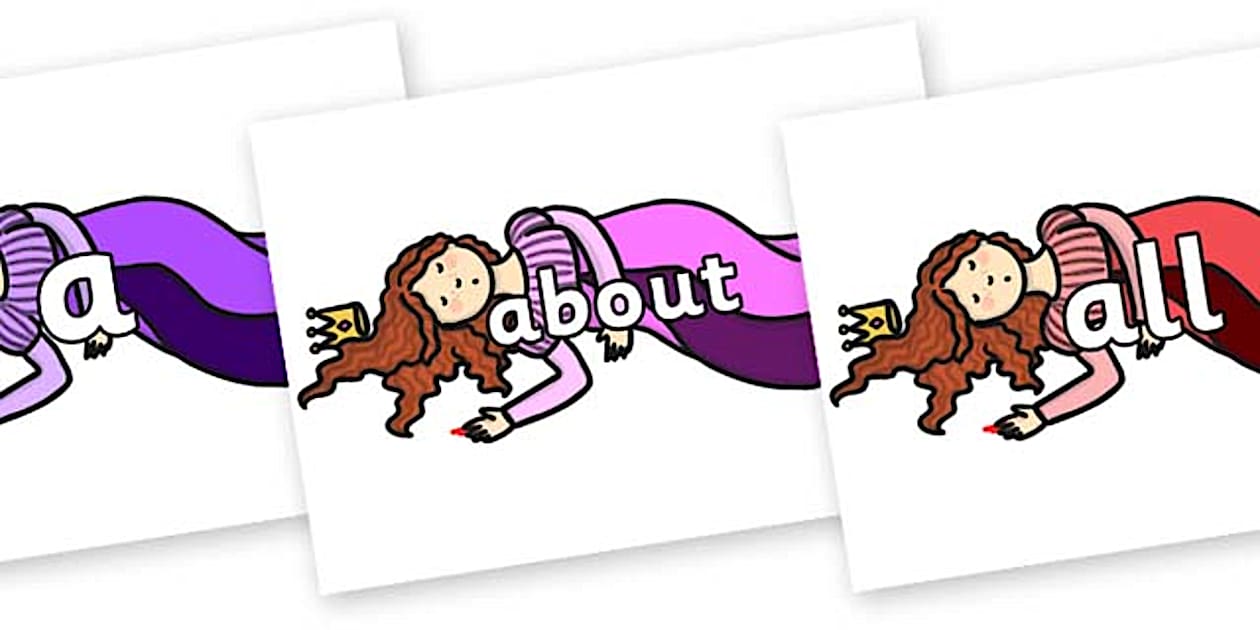 Cursive 100 High Frequency Words on Sleeping Beauty Asleep