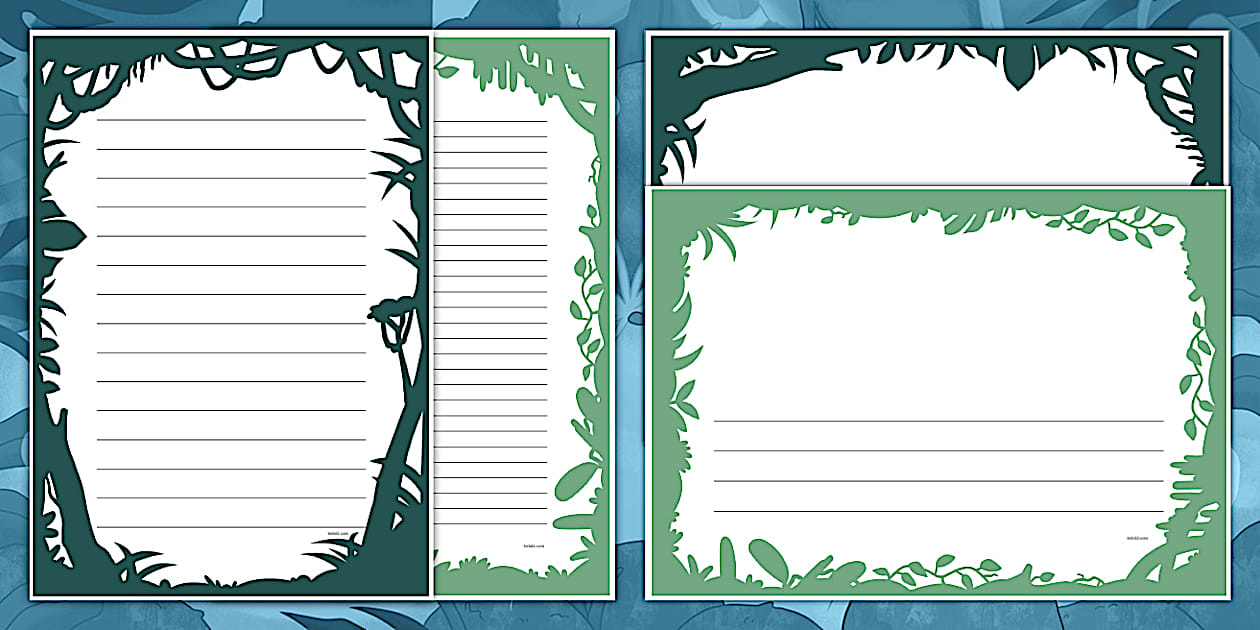 Plant Outline Jungle Rainforest Page Borders (teacher made)