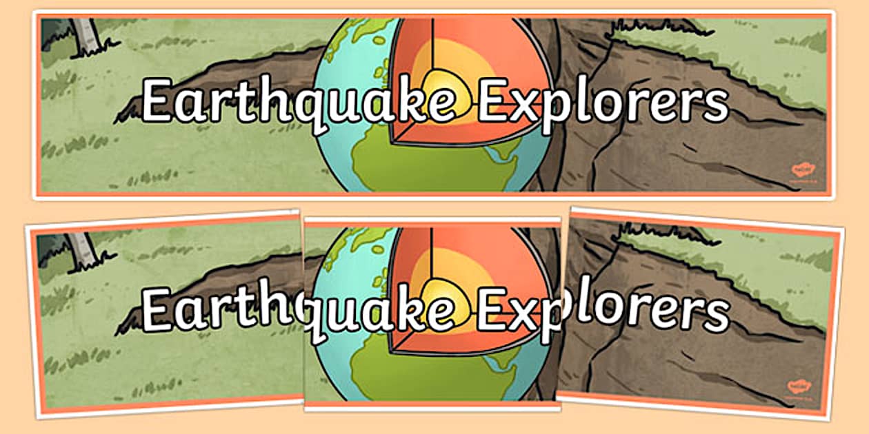 Cursive Earthquake Explorers Display Banner (teacher made)
