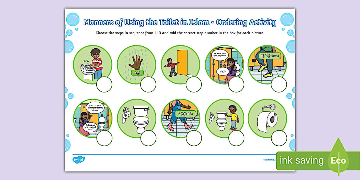 Manners of Using the Toilet in Islam Ordering Activity