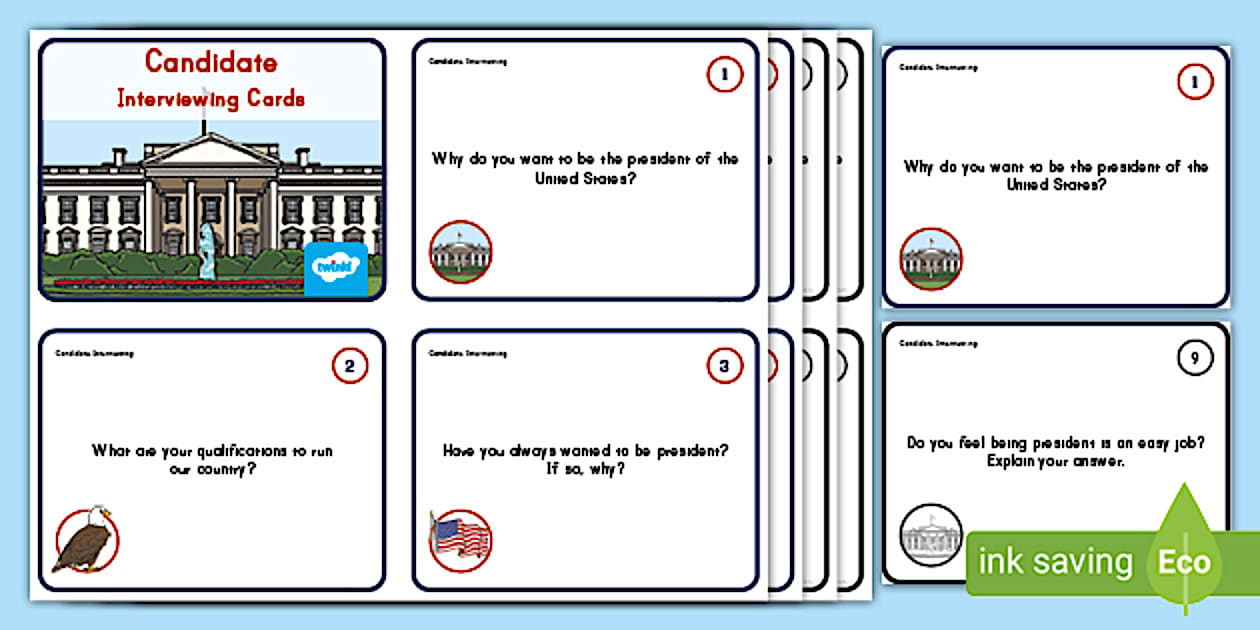 Presidential Candidate Interview Cards (Teacher-Made)