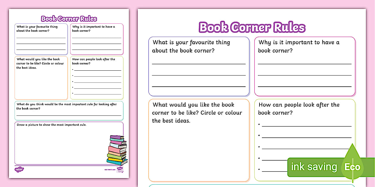 Book Corner Rules Activity Sheet - Twinkl - KS1 - Twinkl