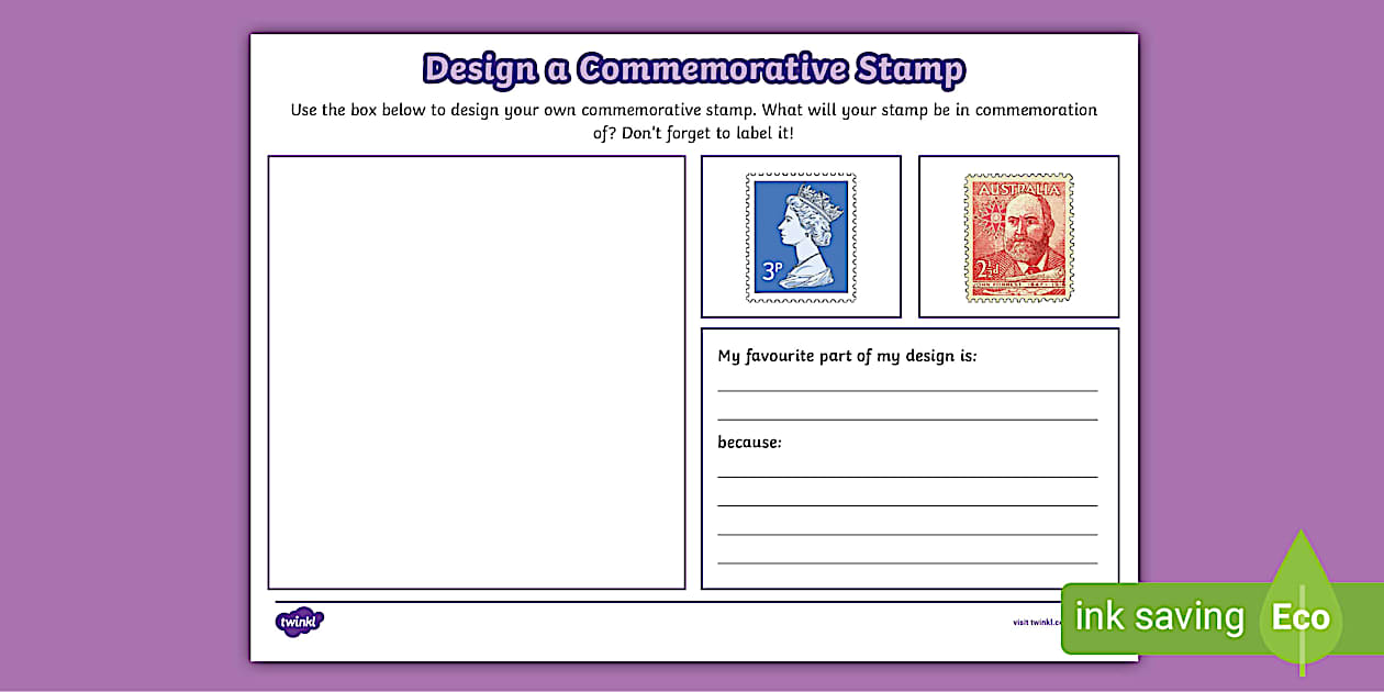 Design a Commemorative Stamp Worksheet - Twinkl