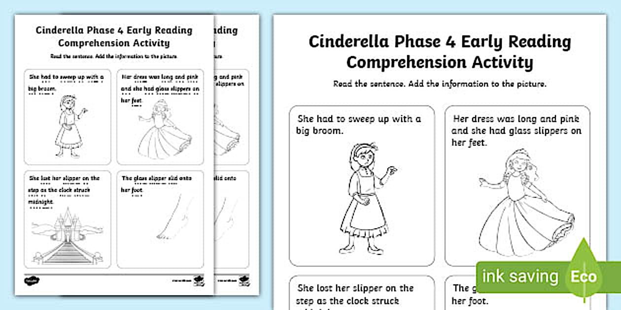 Cinderella Phase 4 Kindergarten Reading Comprehension Activity