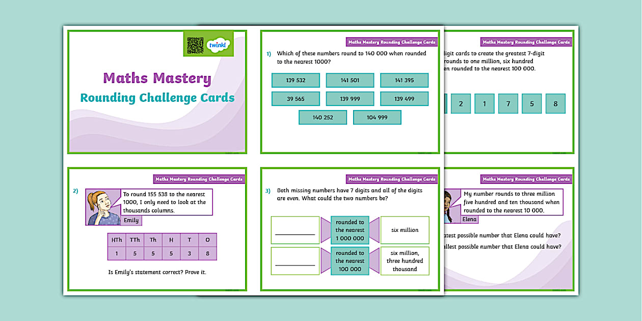 Maths Mastery Rounding Year 6 Challenge Cards - Twinkl