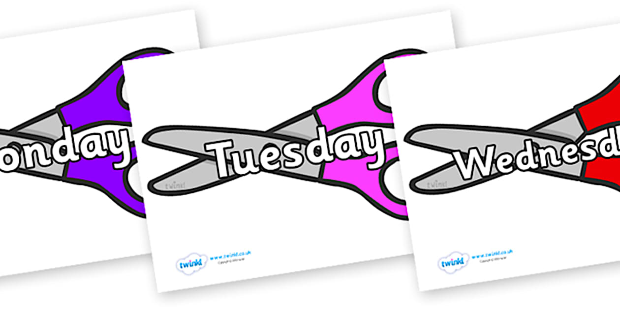 Days of the Week on Scissors (teacher made) - Twinkl