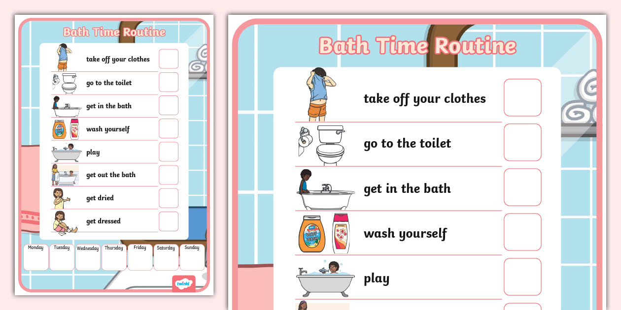 Bath Routine Checklist Display Poster (teacher made)