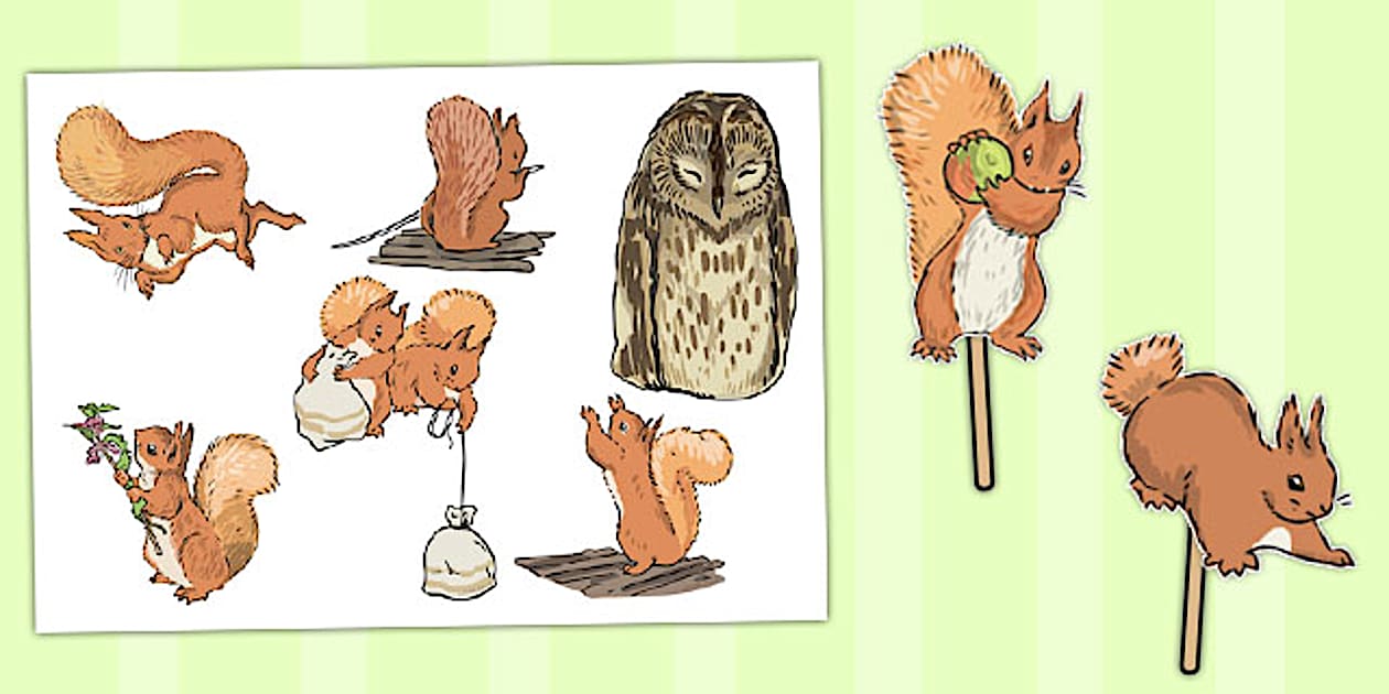The Tale of Squirrel Nutkin Stick Puppets (teacher made)