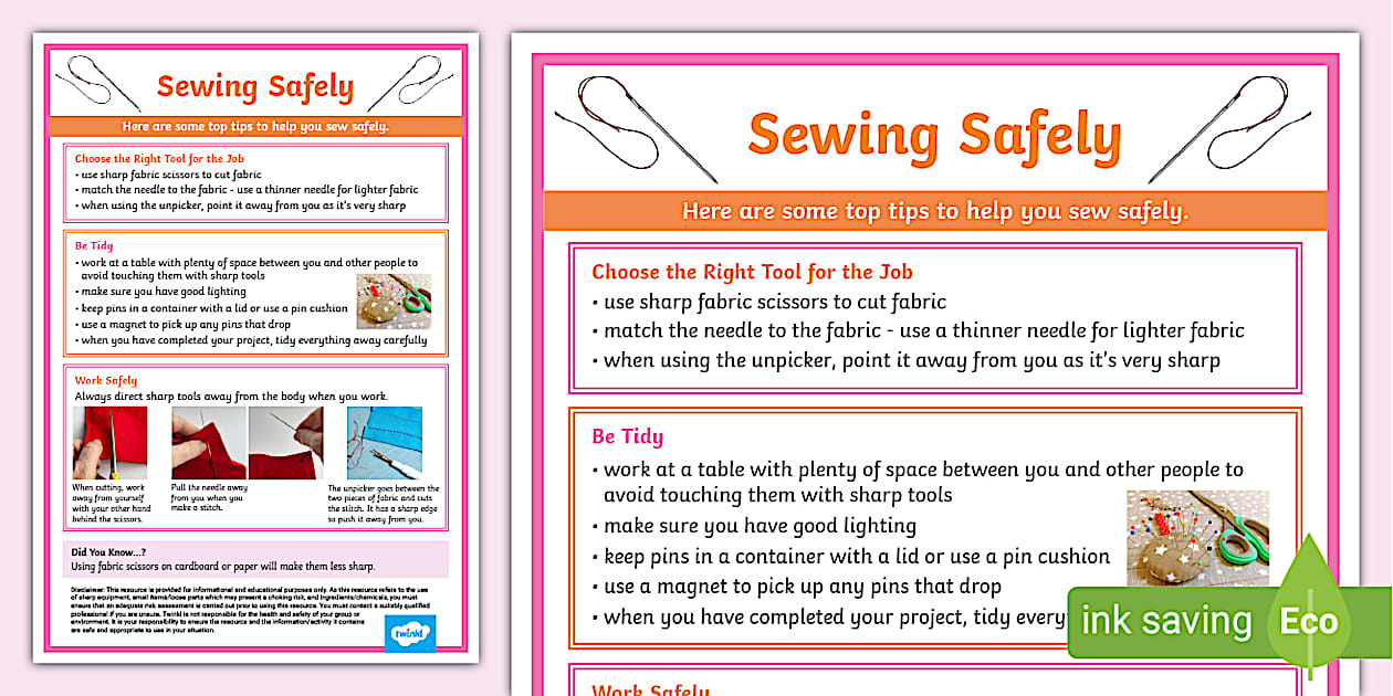 KS2 Sewing Safety Poster (Teacher-Made) - Twinkl