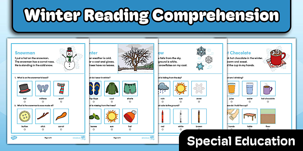 Winter Reading Comprehension With Pictures Worksheets