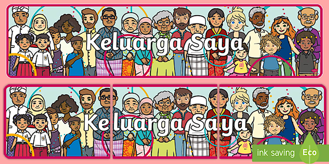 My Family Display Banner Indonesian (teacher made) - Twinkl