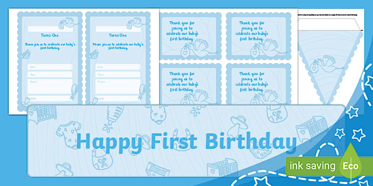First Birthday Pack - Blue (l'enseignant a fait) - Twinkl