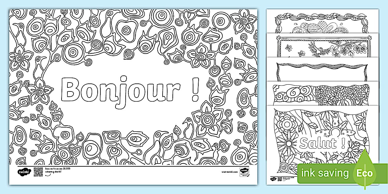👉 French: Greetings Mindfulness Colouring - Twinkl - KS2