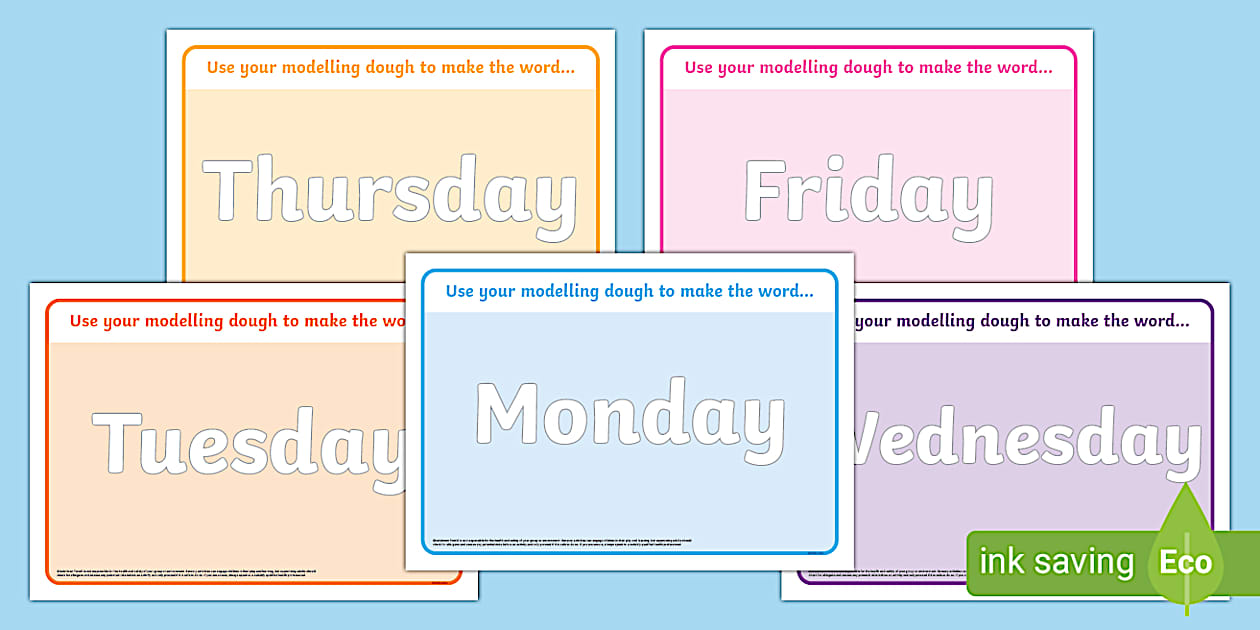 Days of the Week Modelling Dough Mats | Twinkl - Twinkl