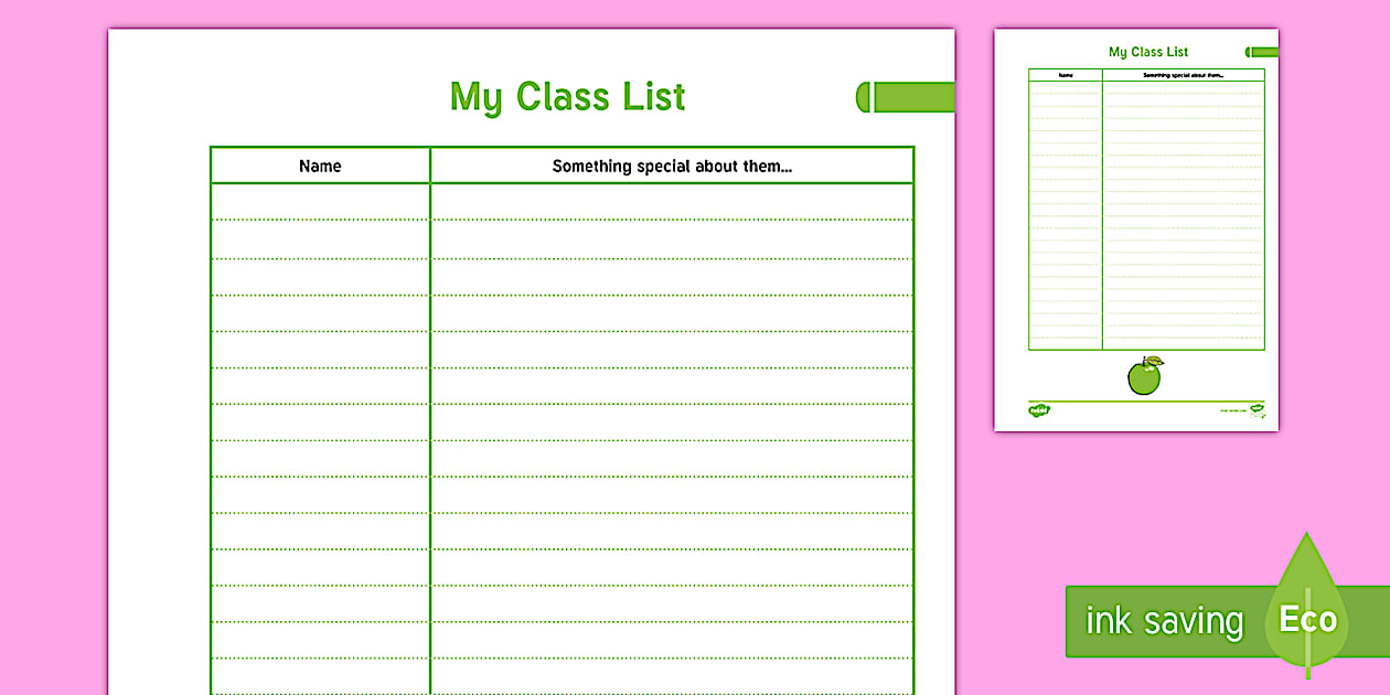 Editable Teacher Planner Class List Overview (teacher made)