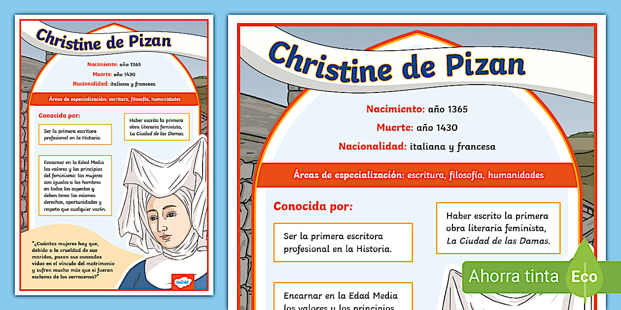 Póster: Christine de Pizan (teacher made) - Twinkl