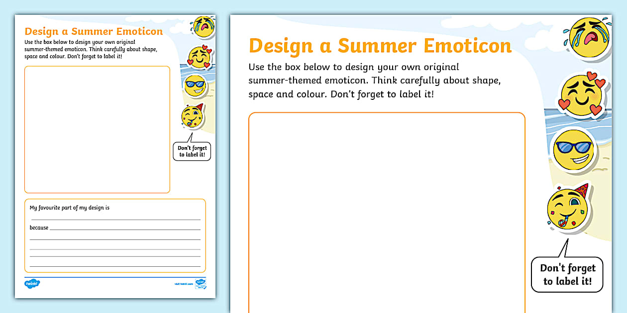 Design Your Own Summer Emoticon Activity (teacher made)