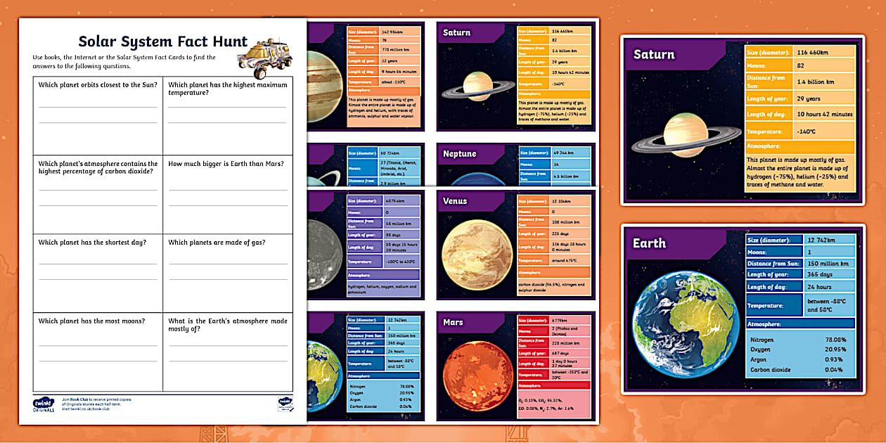 Editable Solar System Fact Hunt Worksheet - Twinkl