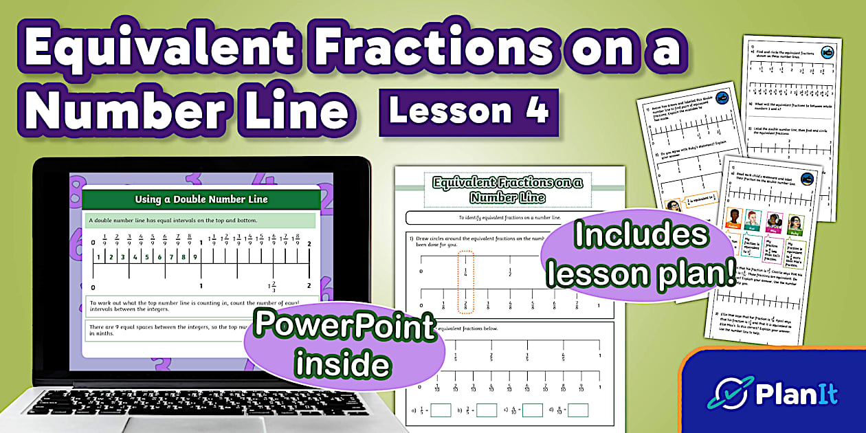 Year 5 Equivalent Fractions on a Number Line Lesson Pack