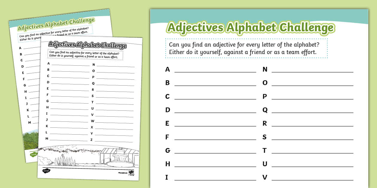 Adjectives KS1 Alphabet Challenge Worksheet (teacher made)