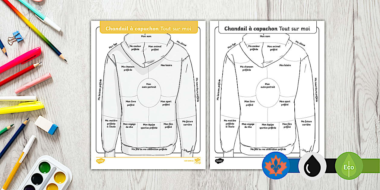 All About Me Hoodie Activity French (teacher made) - Twinkl