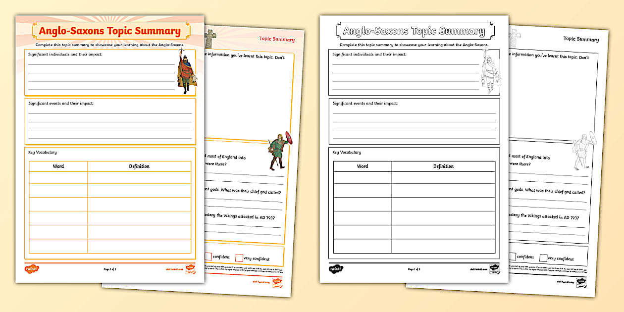 Anglo-Saxons Topic Summary (teacher made) - Twinkl