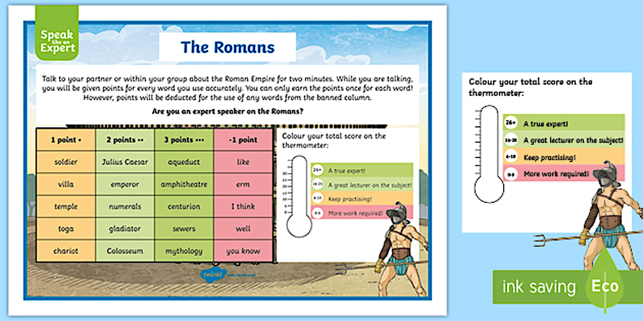 Editable KS2 Speak like an Expert Challenge Card: The Romans