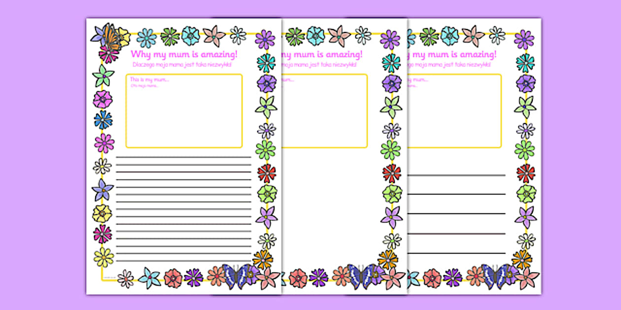 My Mum Is Amazing Page Borders Polish Translation - Twinkl