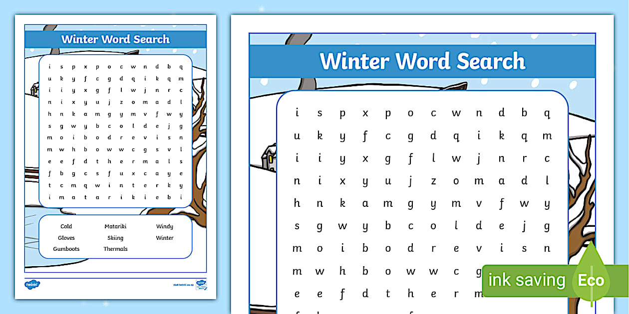 NZ Winter Word Search