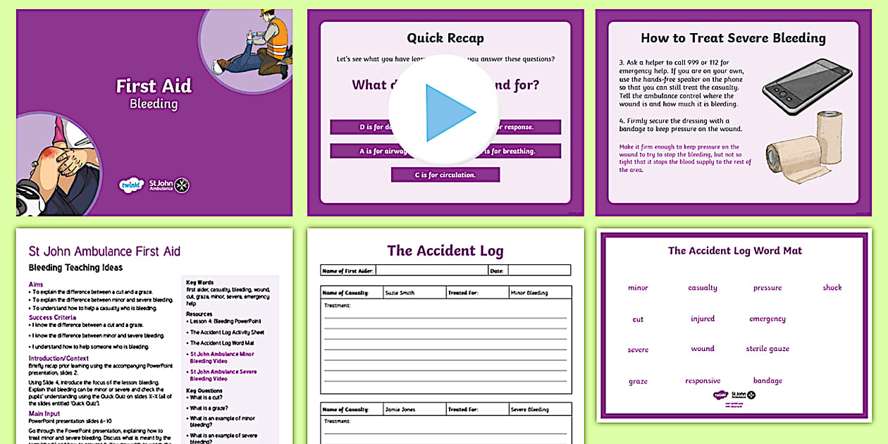 St John Ambulance First Aid: Bleeding Lesson Pack