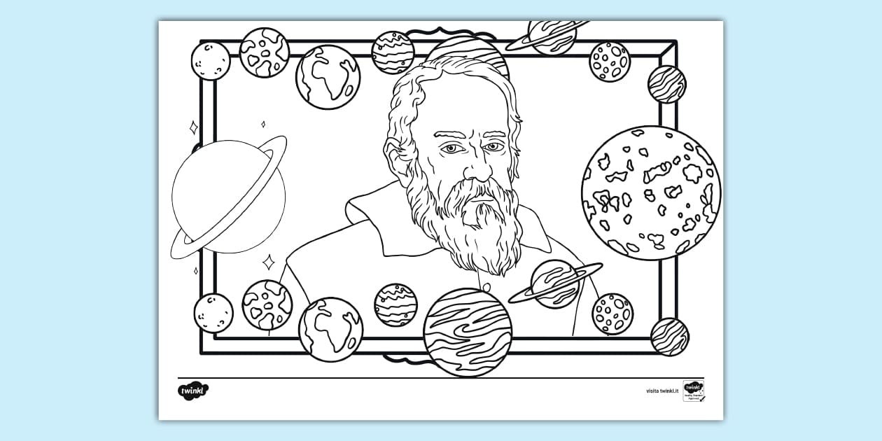 Galileo Galilei Foglio Da Colorare (Teacher-Made) - Twinkl