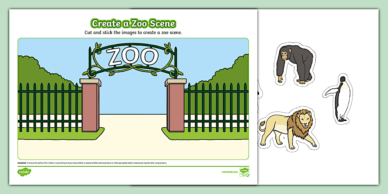 Zoo Cut and Stick Activity (teacher made) - Twinkl