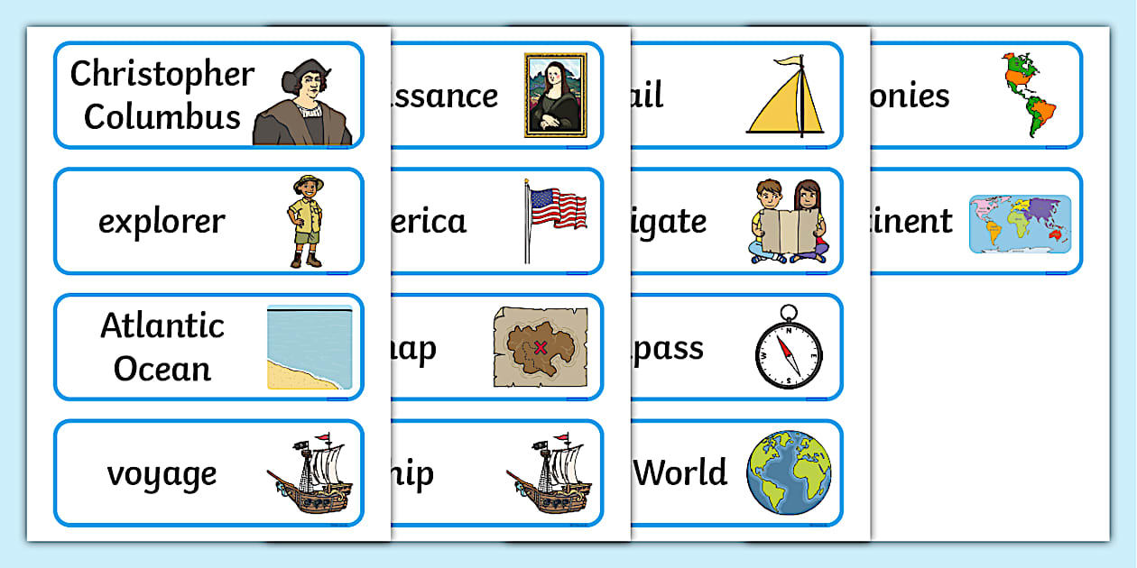 Christopher Columbus Word Cards (teacher made) - Twinkl