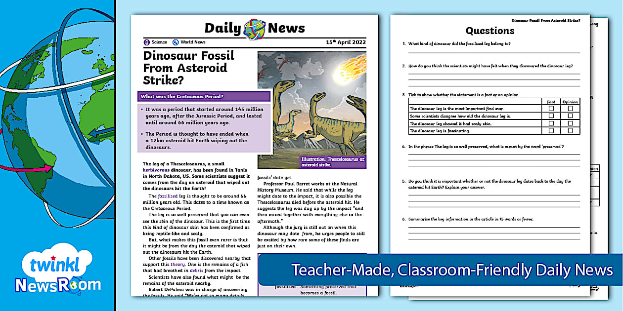 Interactive PDF: Daily NewsRoom Story -Dinosaur Fossil From Asteroid ...