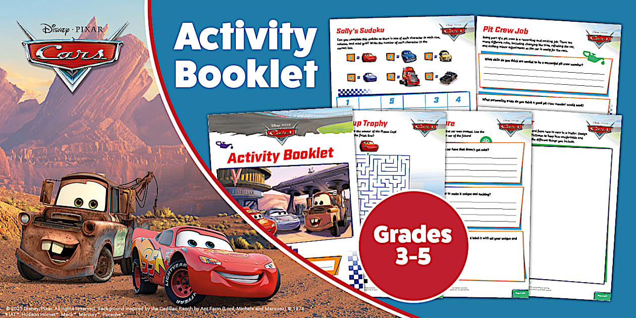 Cars: Activity Booklet for 3rd-5th Grade (Teacher-Made)