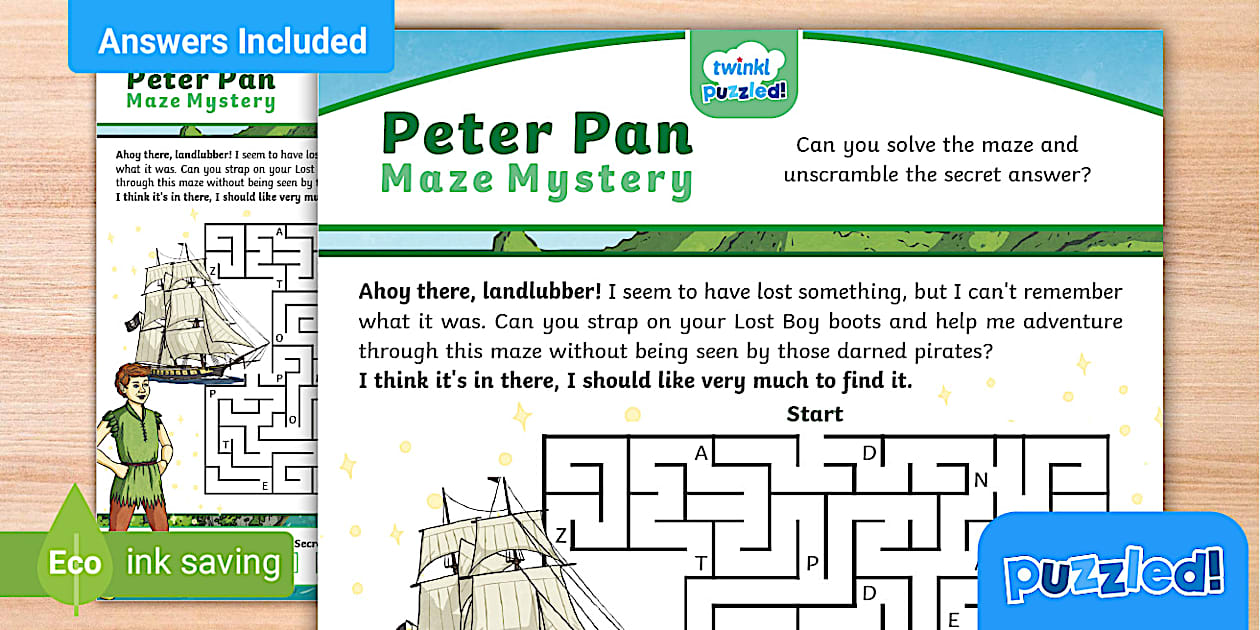 Peter Pan Maze Mystery | Twinkl Puzzled (teacher made)