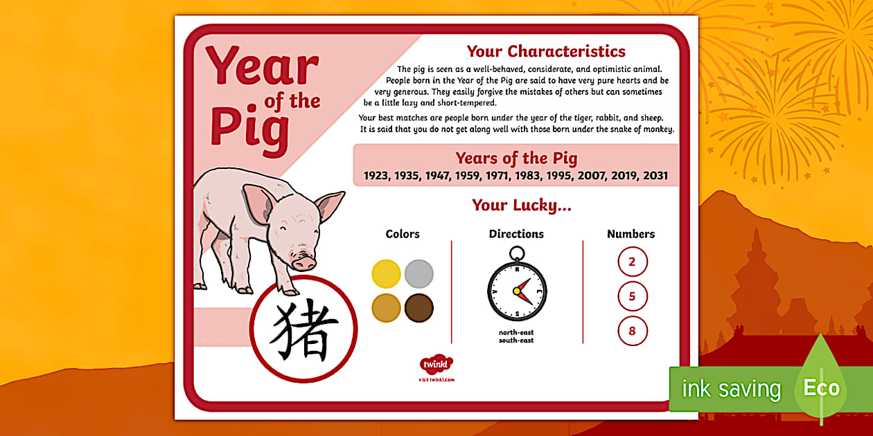Year of the Pig Chinese New Year Informational Poster