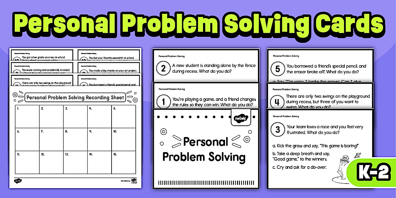 Personal Problem Solving Task Cards for K-2nd Grade