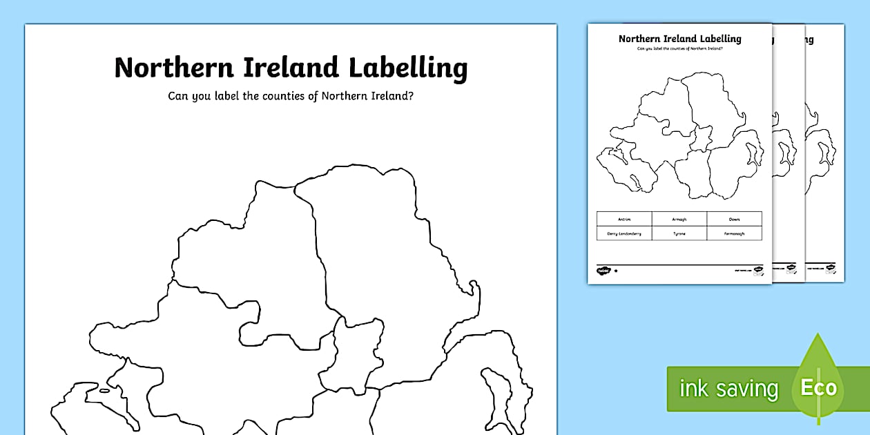 Northern Ireland Labelling Worksheet (teacher made) - Twinkl