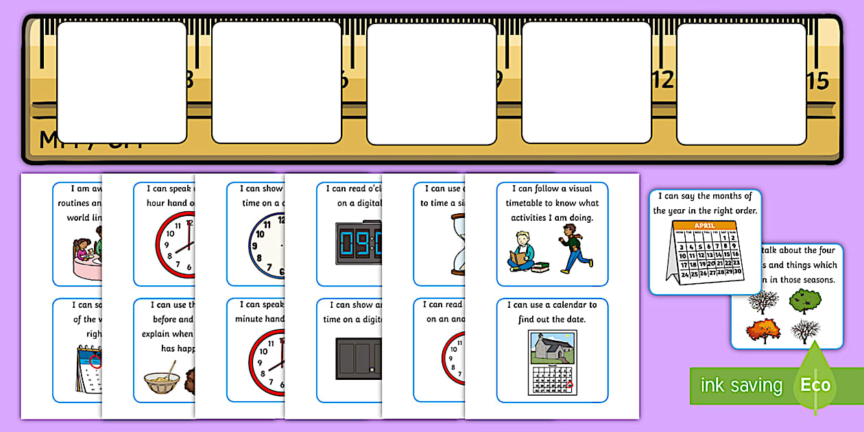 CfE Early Level Time Ruler Display Target Cards - Twinkl