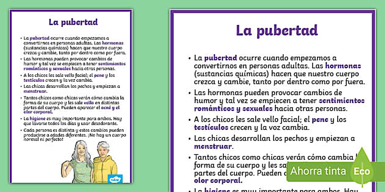 Póster: La pubertad para niños de Primaria - Twinkl