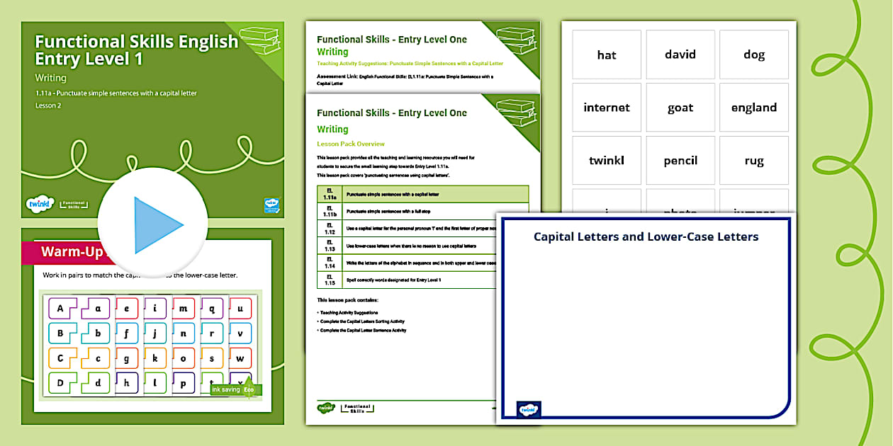 English Functional Skills: EL1.11a: Punctuate Simple Sentences