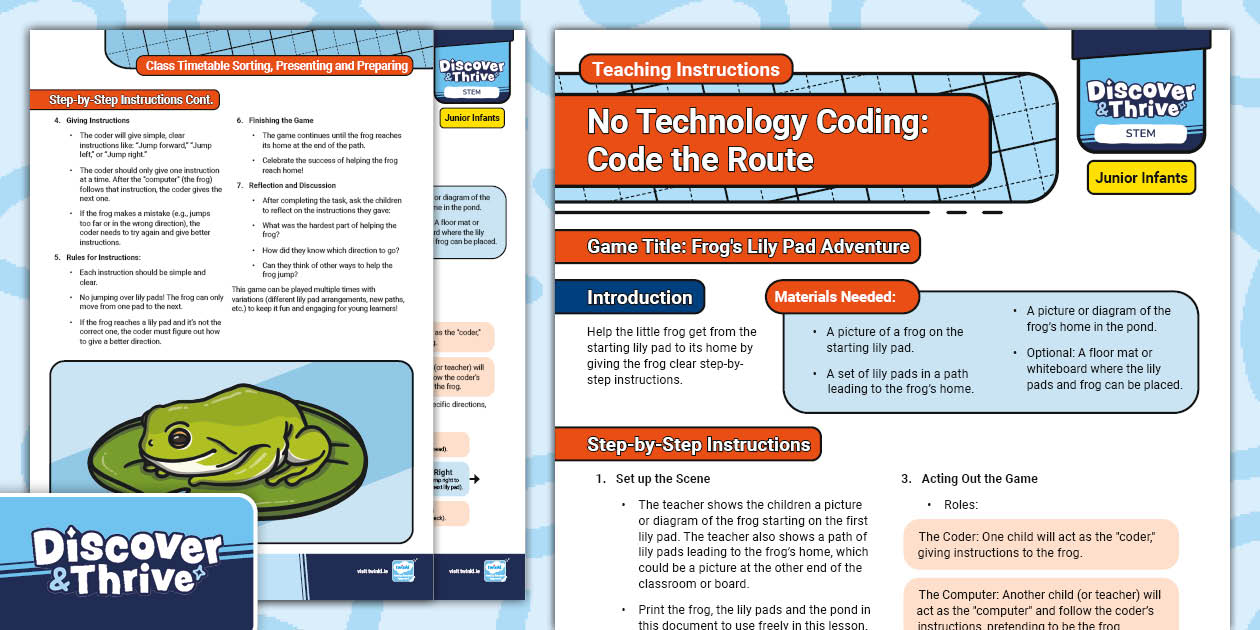 No Technology Coding: Code the Route Junior Infants - Twinkl