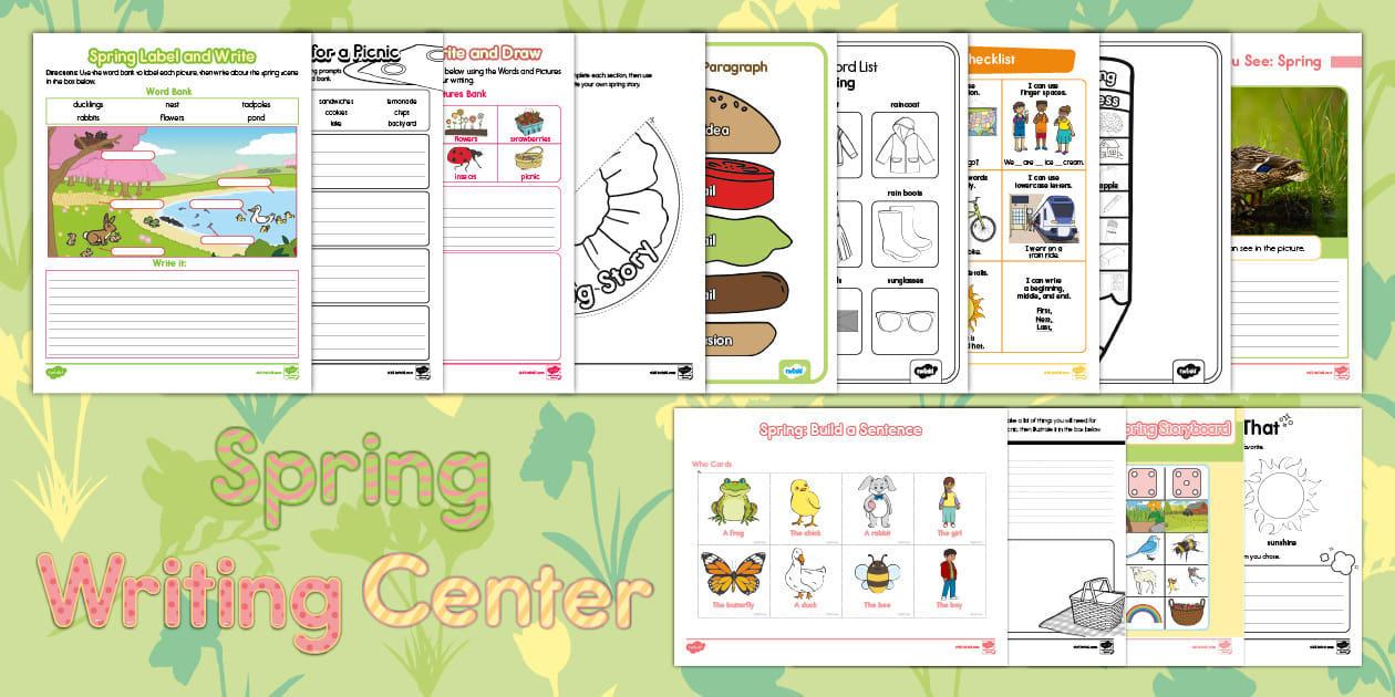 Kindergarten Spring Literacy Writing Center Activity Pack
