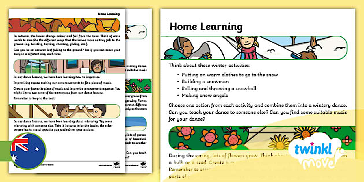Move PE Year 1 Dance: The Seasons Home Learning Tasks