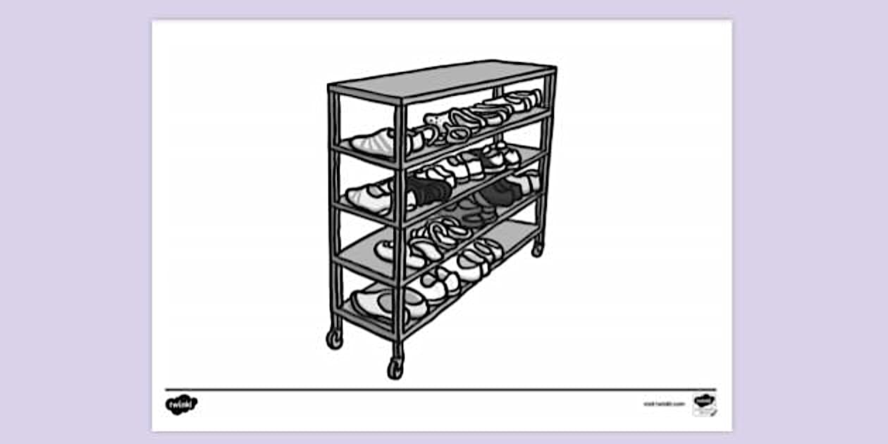 Shoe Cabinet Colouring Sheet | Twinkl Resources - Twinkl