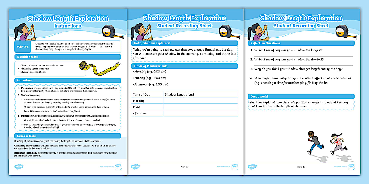 STEM Outdoors: Shadow Length Exploration (teacher made)